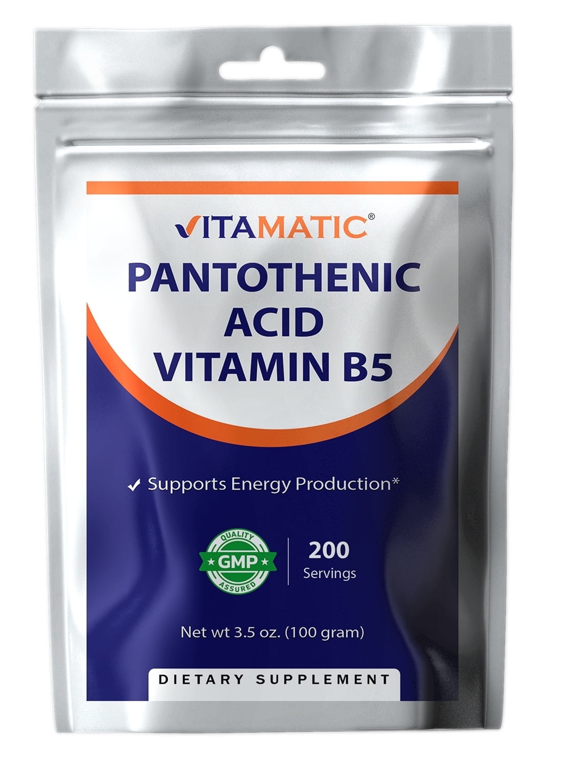 Vitamatic Pantothenic Acid Pure Powder 500 mg per Serving - 100 Grams ...