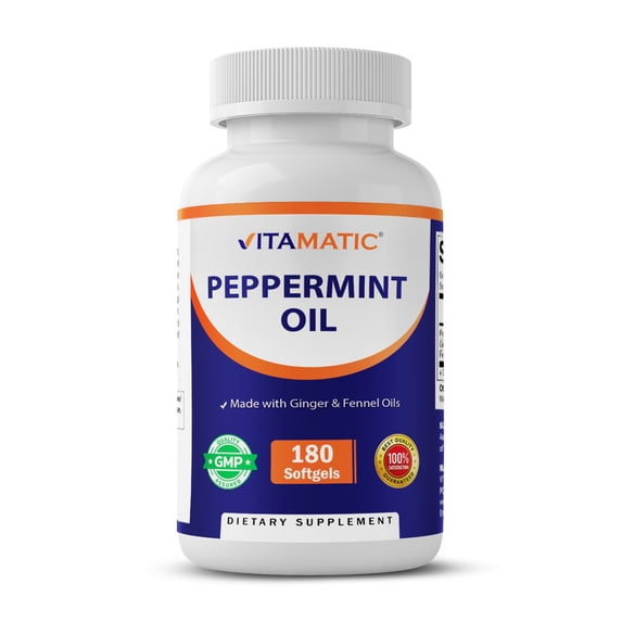 Vitamatic, Peppermint Oil Gel, 180 Softgels, with Ginger & Fennel Oils ...