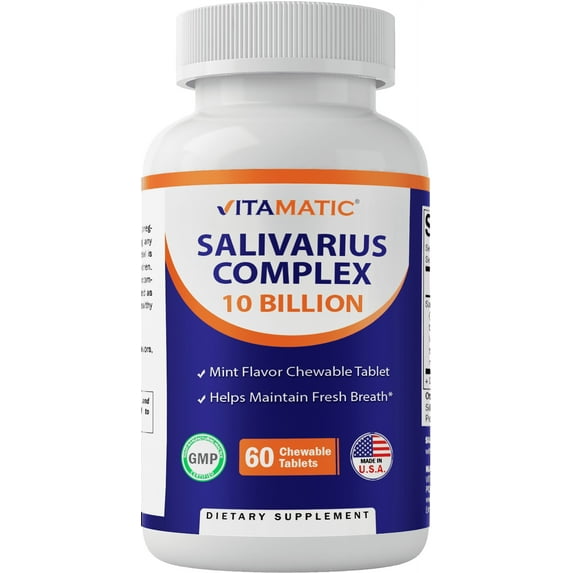 Vitamatic Salivarius Complex 10 Billion Chewable Tablets, Mint Flavor ...