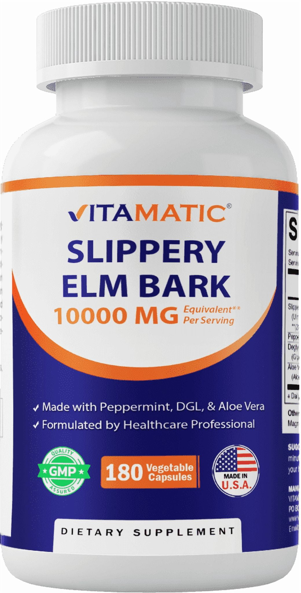 Vitamatic Slippery Elm Bark 20:1 Extract, 10000 mg Equivalent Strength ...