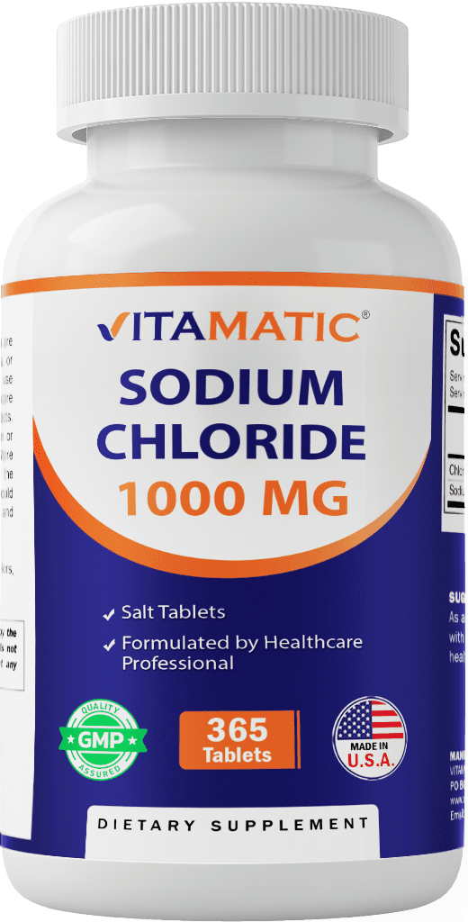Vitamatic Sodium Chloride 1000mg, 365 Tablets - Electrolytes ...
