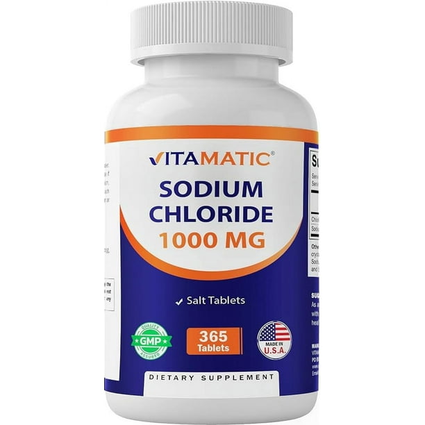Vitamatic Sodium Chloride 1000mg, 365 Tablets - Electrolytes ...