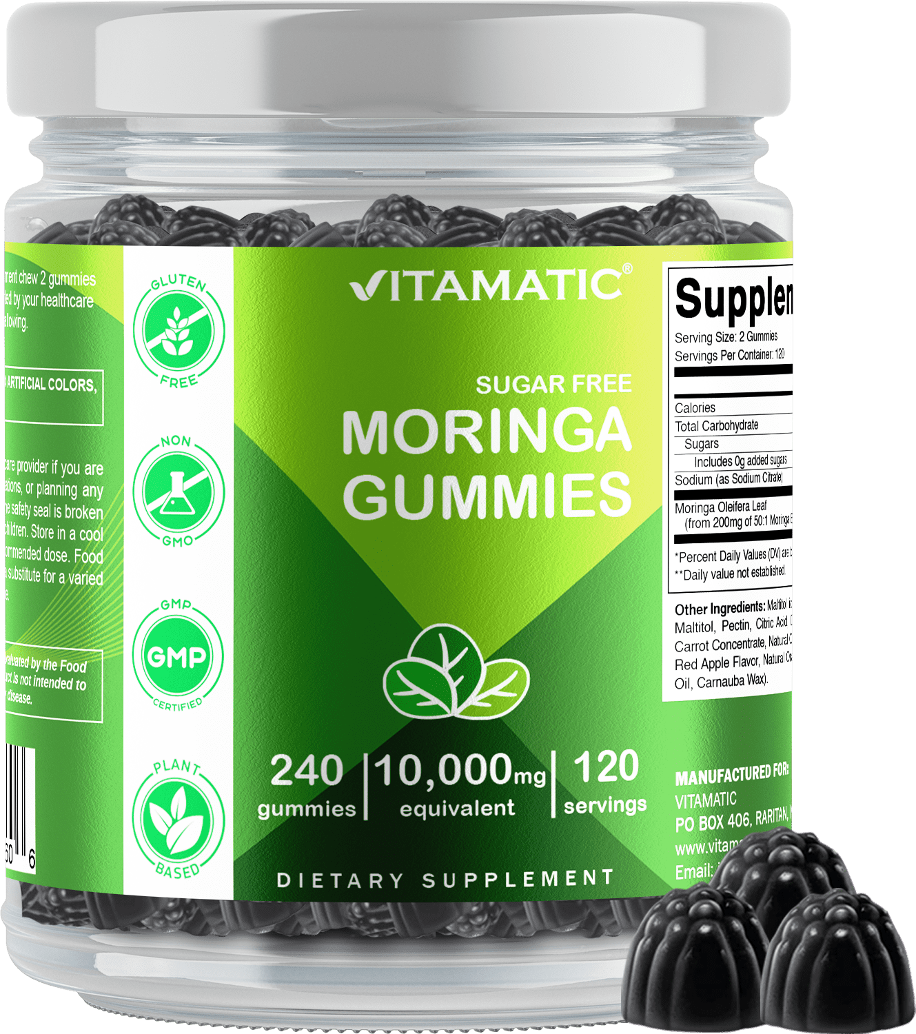 Vitamatic Sugar Free Moringa Gummies - 10000 mg Equivalent per Serving ...