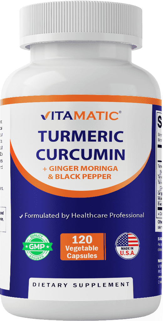 Vitamatic Turmeric Curcumin 3000mg with Black Pepper, Ginger, Moringa ...