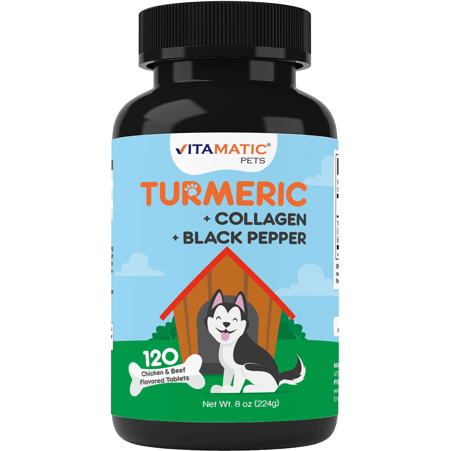 Vitamatic Turmeric Dog Supplement - 120 Tablets - Hip & Joint Support ...