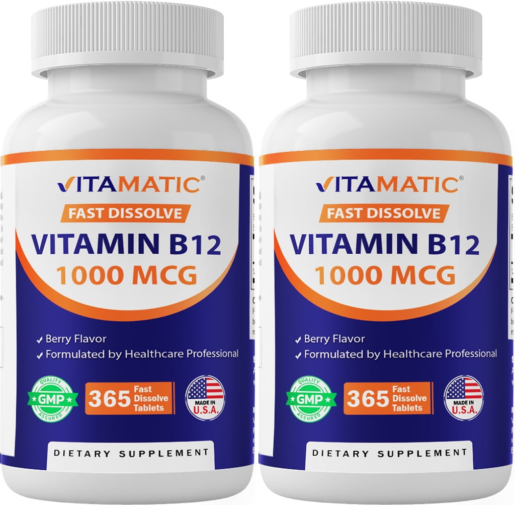 Vitamatic Vitamin B12 1000 mcg Fast Dissolve Tablets Berry Flavor ...