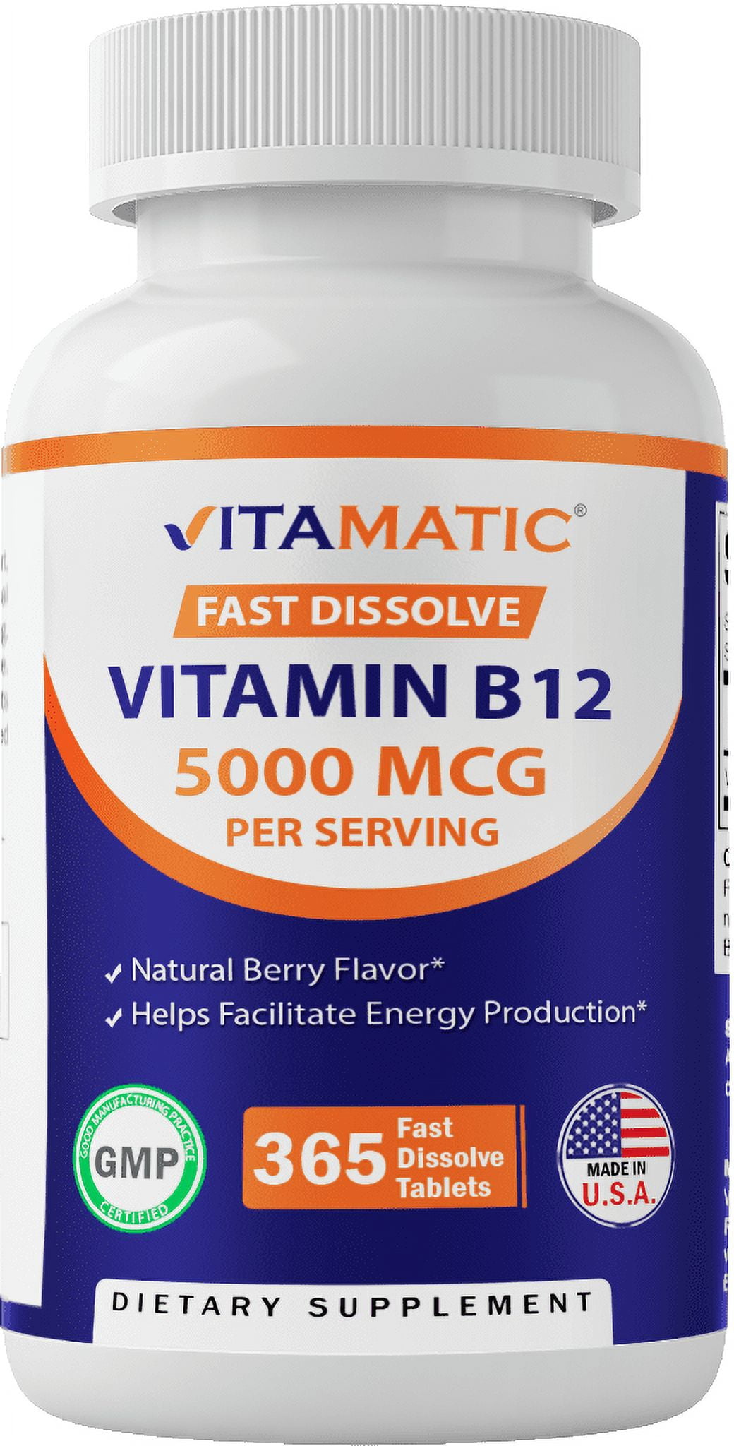 Vitamatic Vitamin B12 5000 mcg per Serving Fast Dissolve 365 Tablets ...