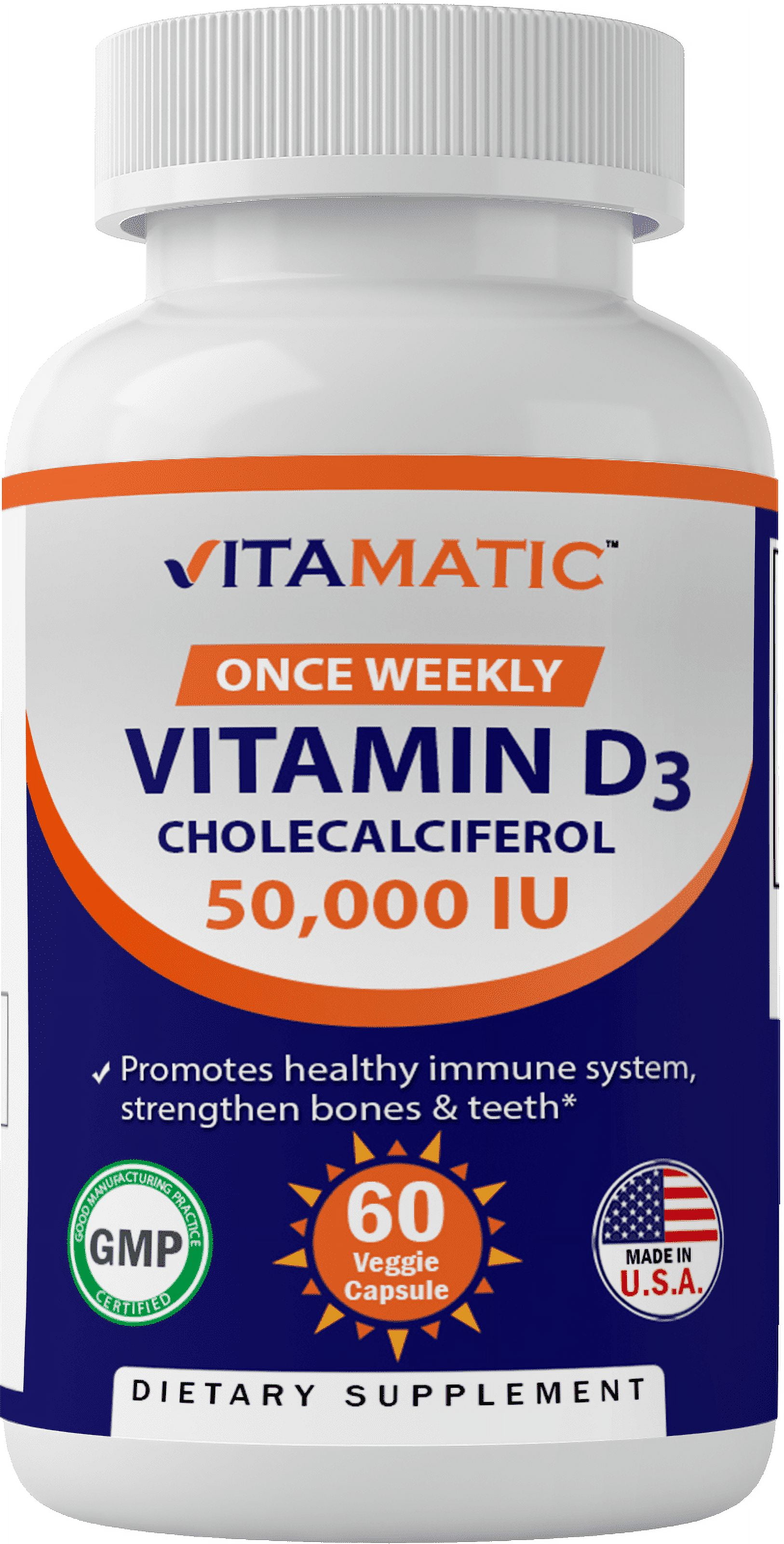 Vitamatic Vitamin D3 50,000 IU: 1 Year Supply, Weekly Dose for Healthy ...