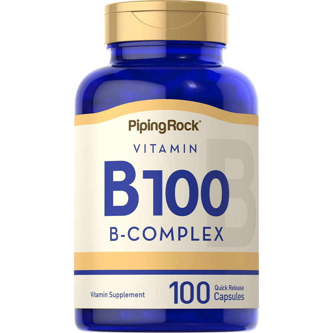 Piping Rock Vitamin B-100 Complex Capsules, 100 Count, Energy Support ...