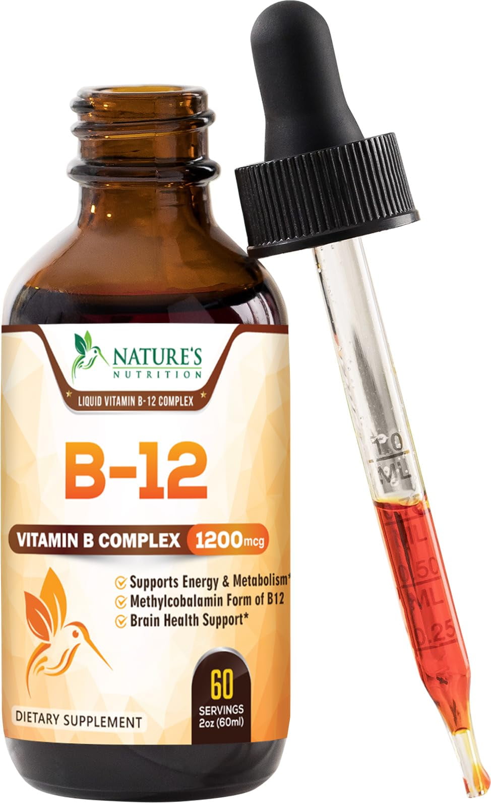 Vitamin B Complex Drops 1200 mcg, Liquid B12 for Energy & Immune Health ...
