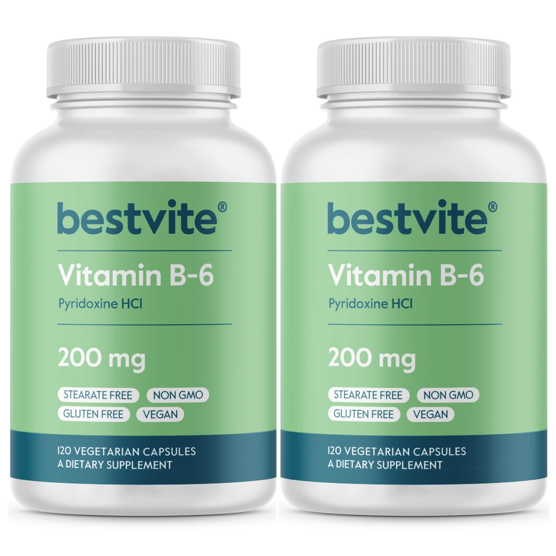BESTVITE Vitamin B-6 200mg (240 Vegetarian Capsules) (2-Pack) - No ...