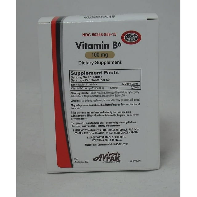 Vitamin B-6 Tablets 100 MG, 50 Count - Walmart.com