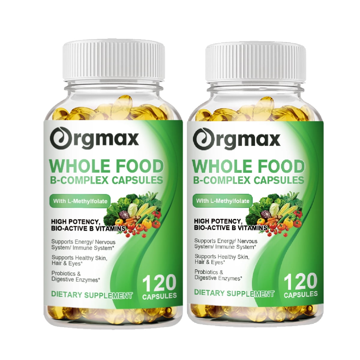 Vitamin B Complex Capsules | Whole Food B-Complex Capsules | 240CT (2 ...
