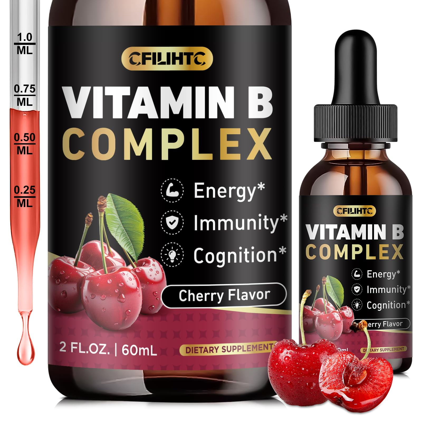 Vitamin B Complex Liquid Drops, B Vitamins Complex Supplement with B1 ...