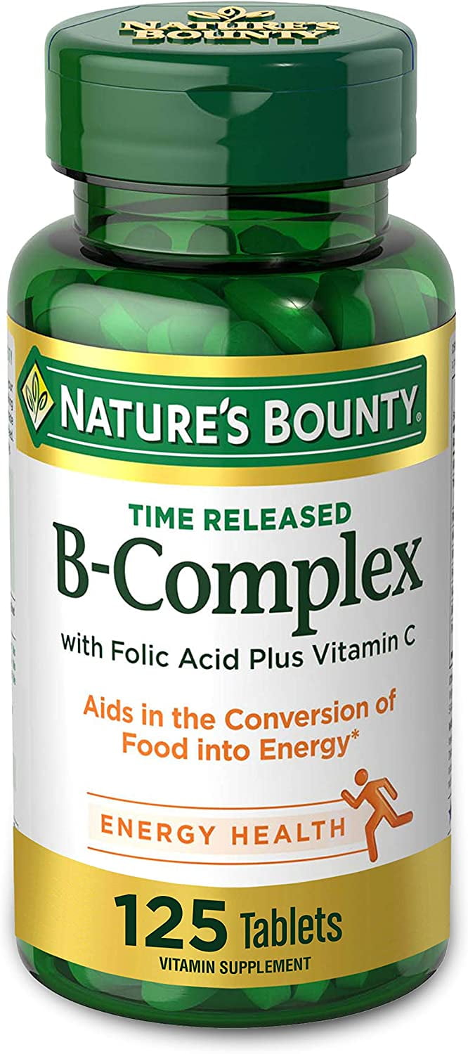 Vitamin B-Complex, Time Released Supplement with Folic Acid Plus ...