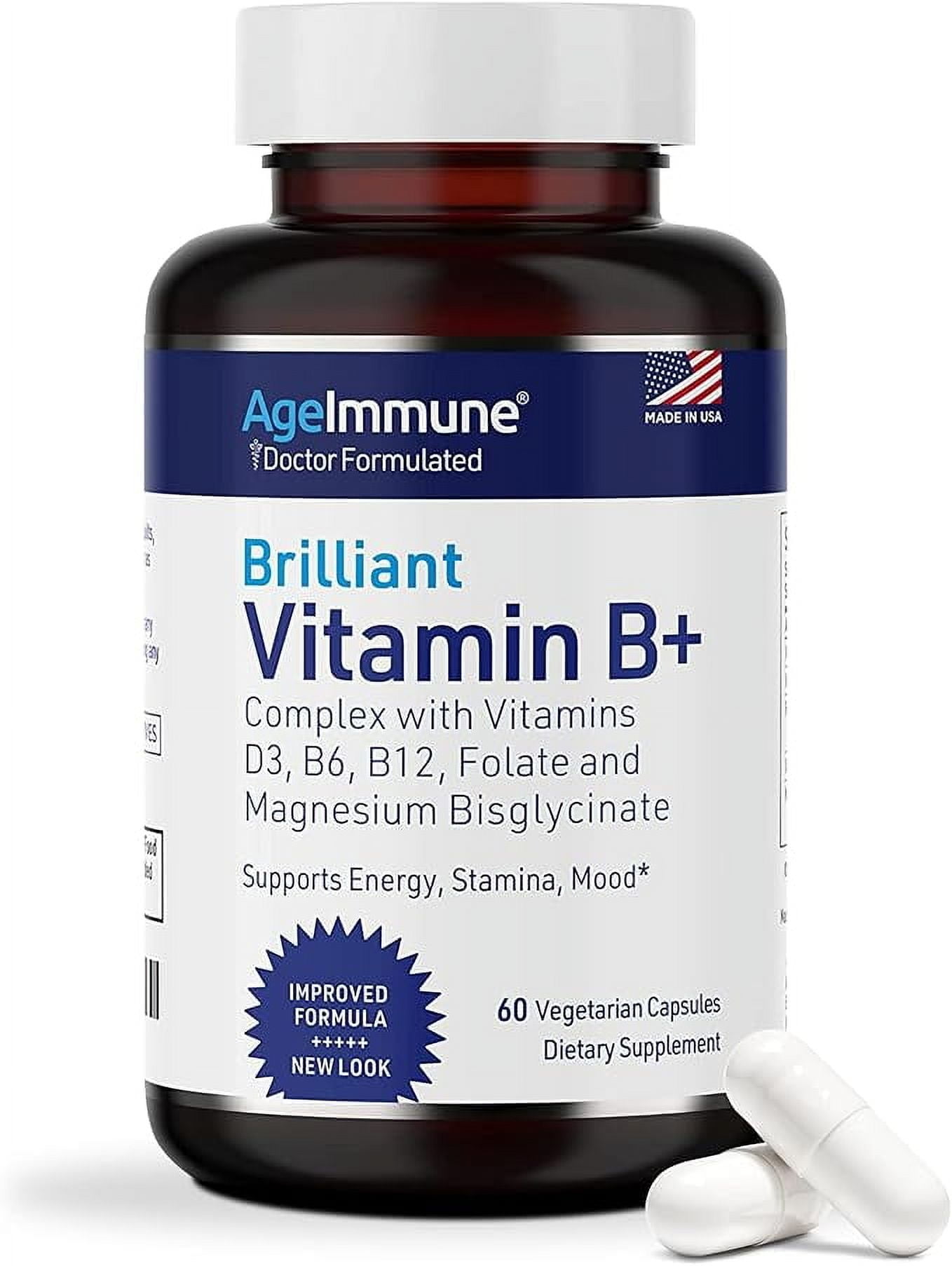 Vitamin B Complex with Vitamins B6 20mg, D3 1000IU, Albion Magnesium ...