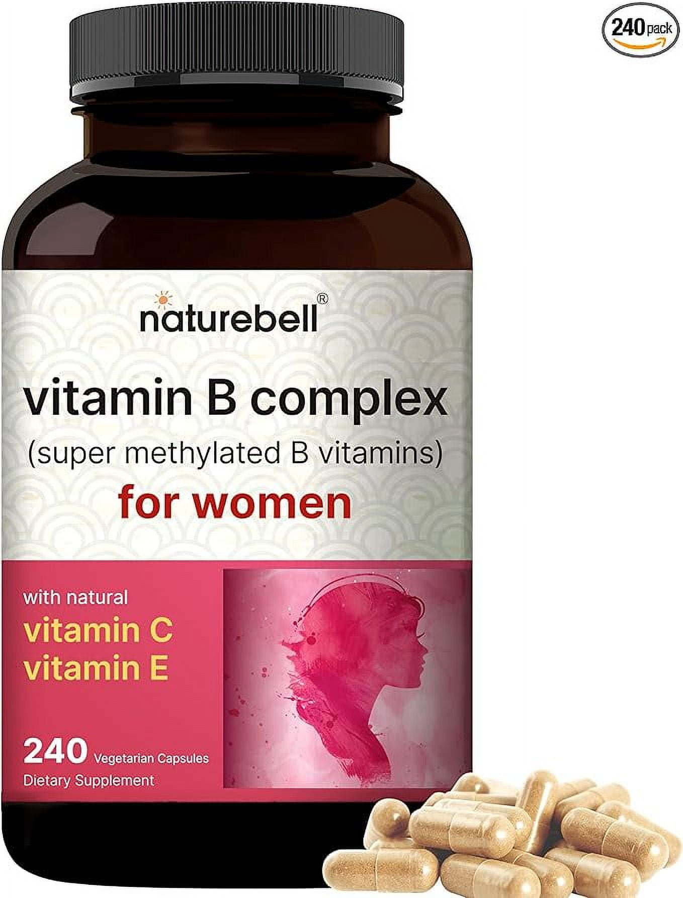 Vitamin B Complex for Women, 240 Veggie Capsules | Super Methylated B Vitamins | B 12, Folate ...