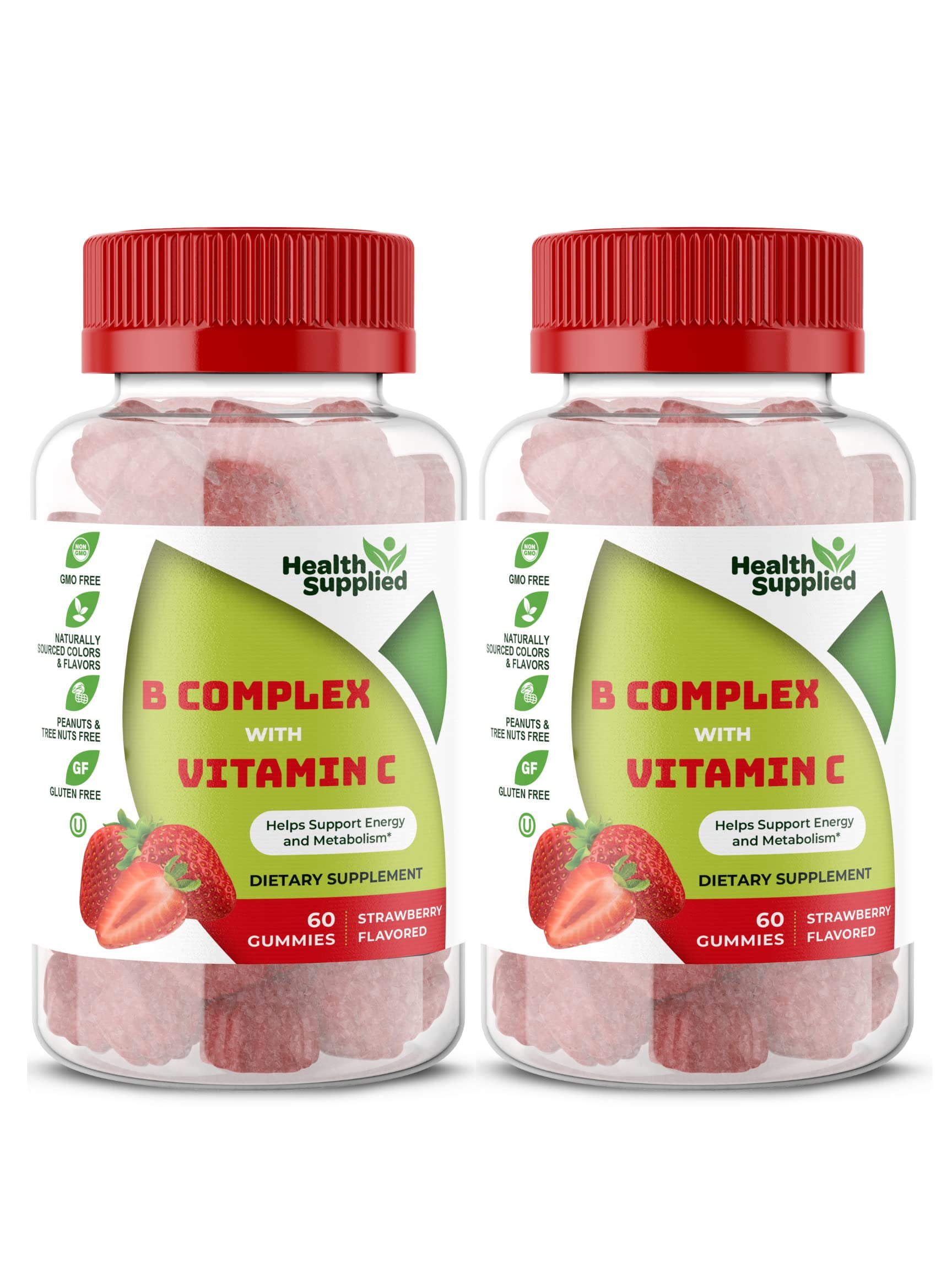 2 Pack Strawberry Flavor Vitamin B Complex with Vitamin C Gummies for ...