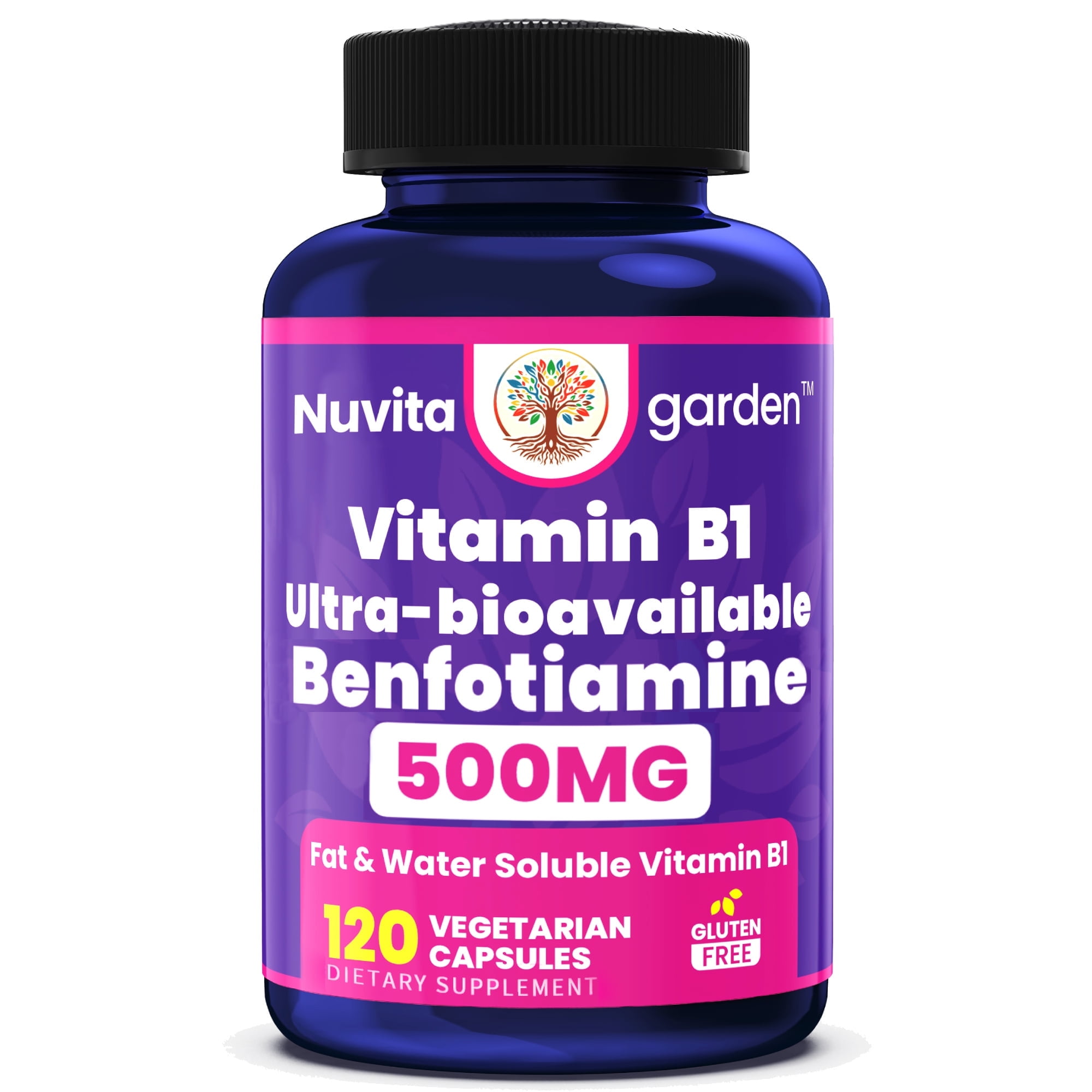 Vitamin B-1 Thiamine 500 mg, 120 Vegetarian Capsules - Walmart.com