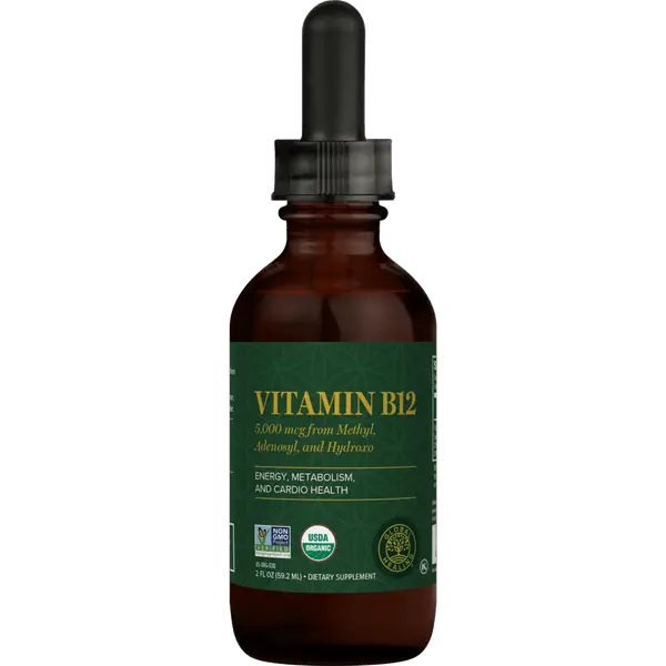 Vitamin B12, 5000 mcg, 3-in-1 Organic Liquid Vitamin B12, 60-Day Supply ...