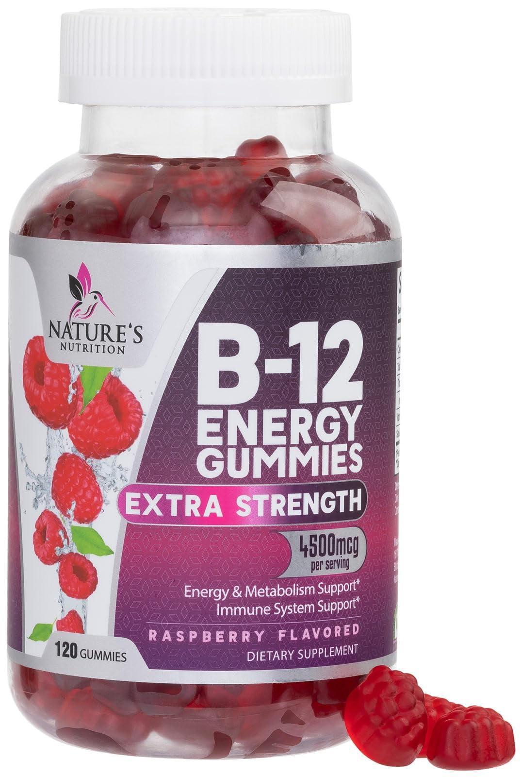 Nature's Nutrition B12 Energy Gummies, 4500mcg Extra Strength, Vegan ...
