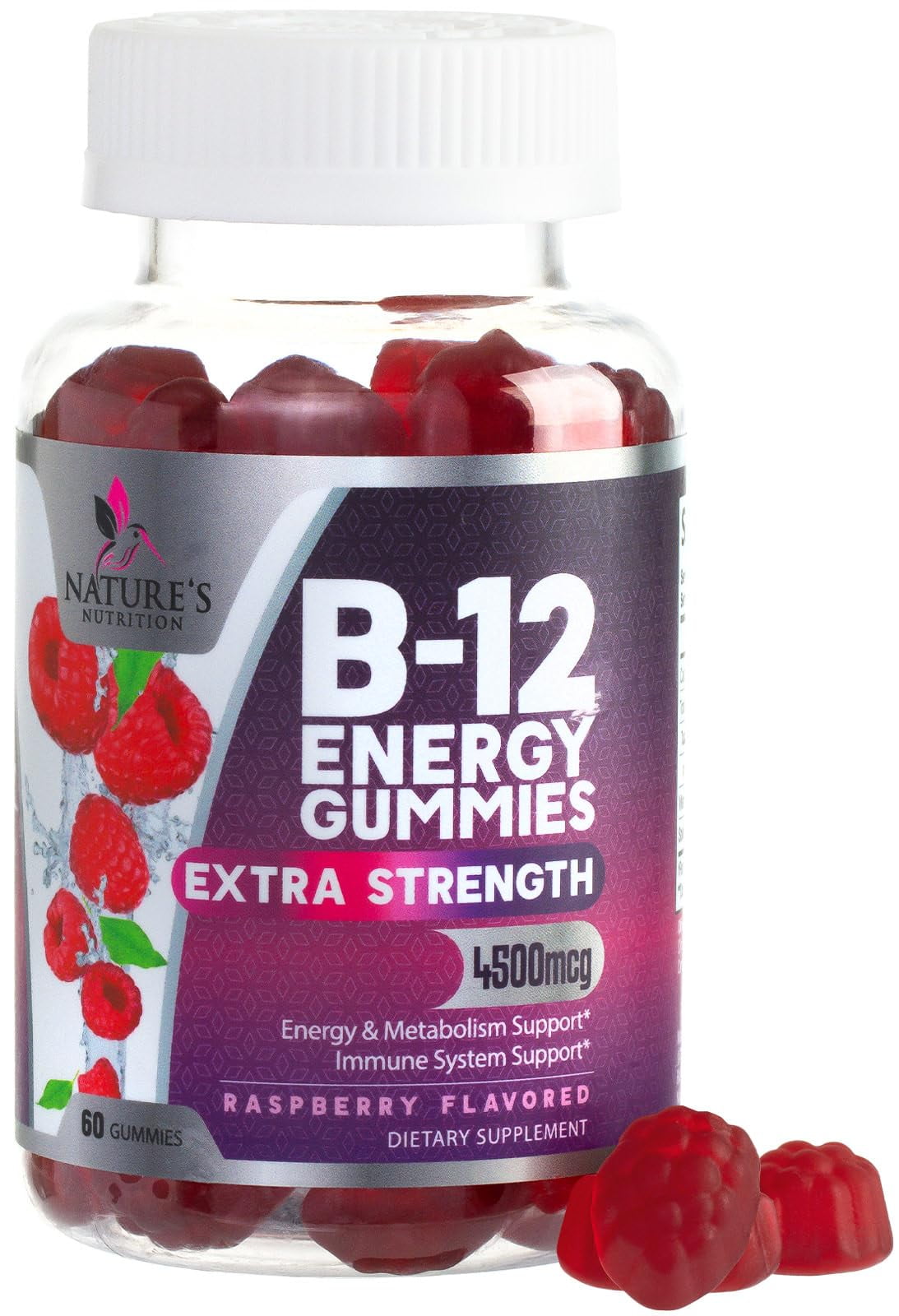 Nature's Nutrition B-12 Energy Gummies, 4500mcg Vegan B12, Metabolism ...