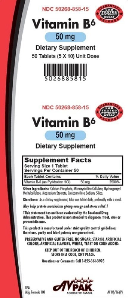 Vitamin B6 Tablets, 50mg, 50 Count - Walmart.com