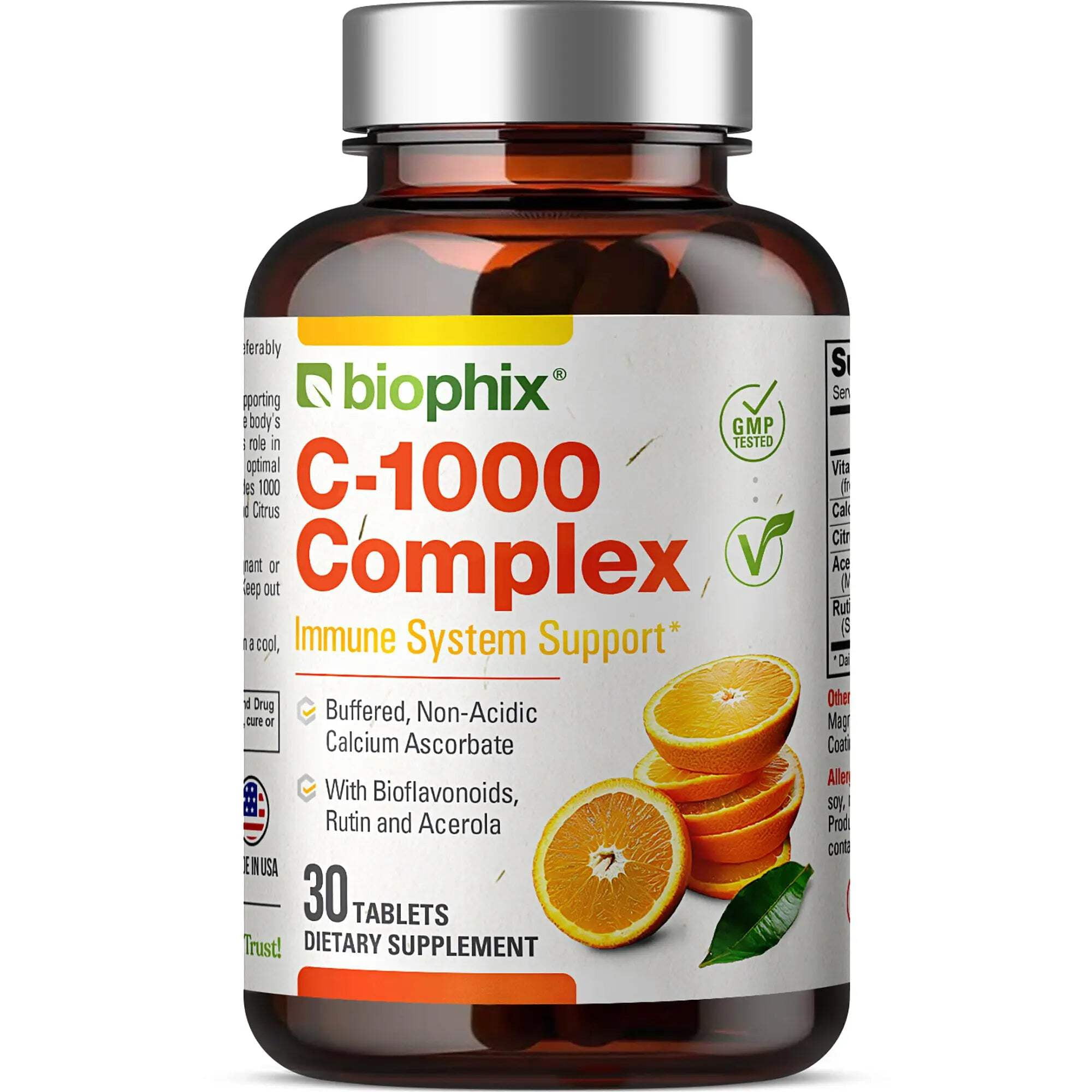 biophix Vitamin C-1000 mg 30 Tablets Complex - Vegan with Calcium ...