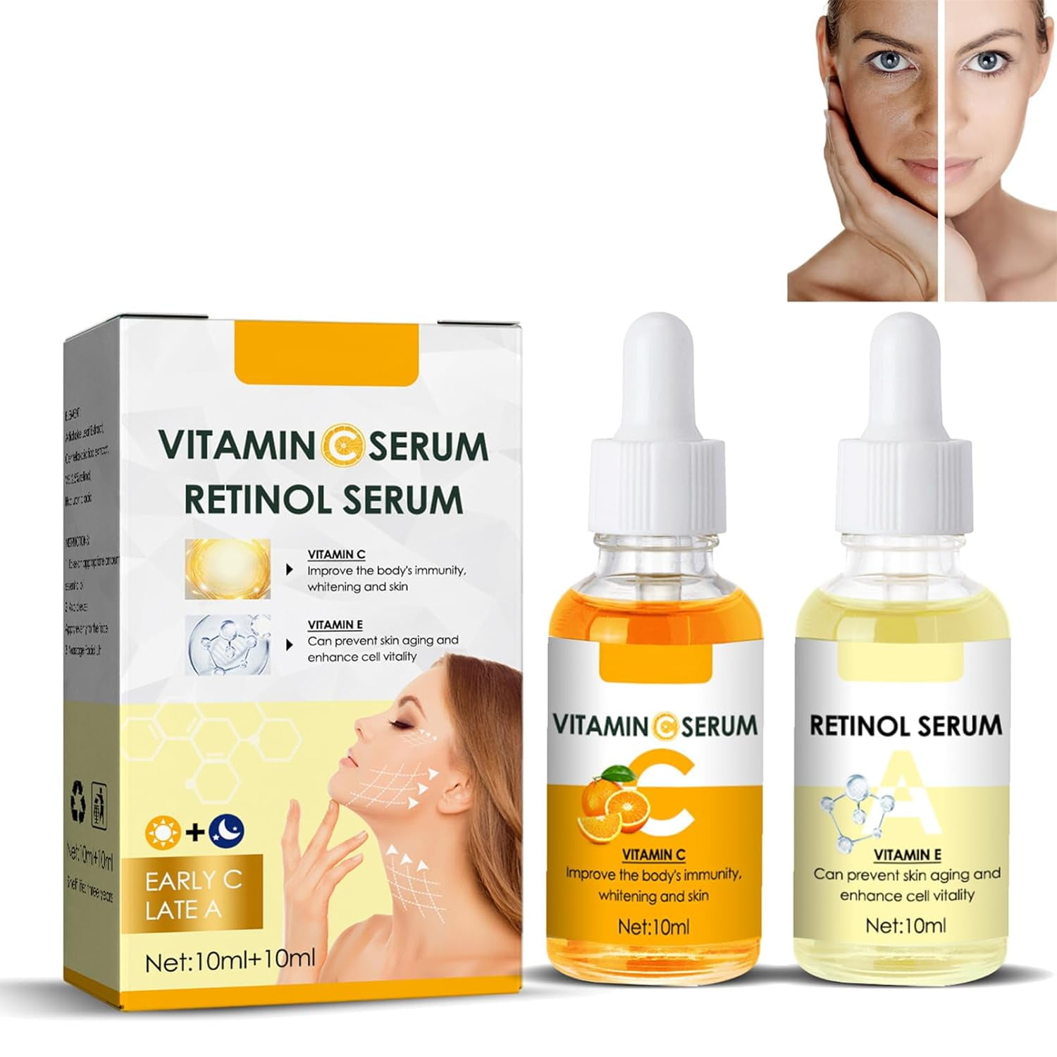 Vitamin C Face Serum & Retinol Serum,Early C,Late A, Vit C Serum ...