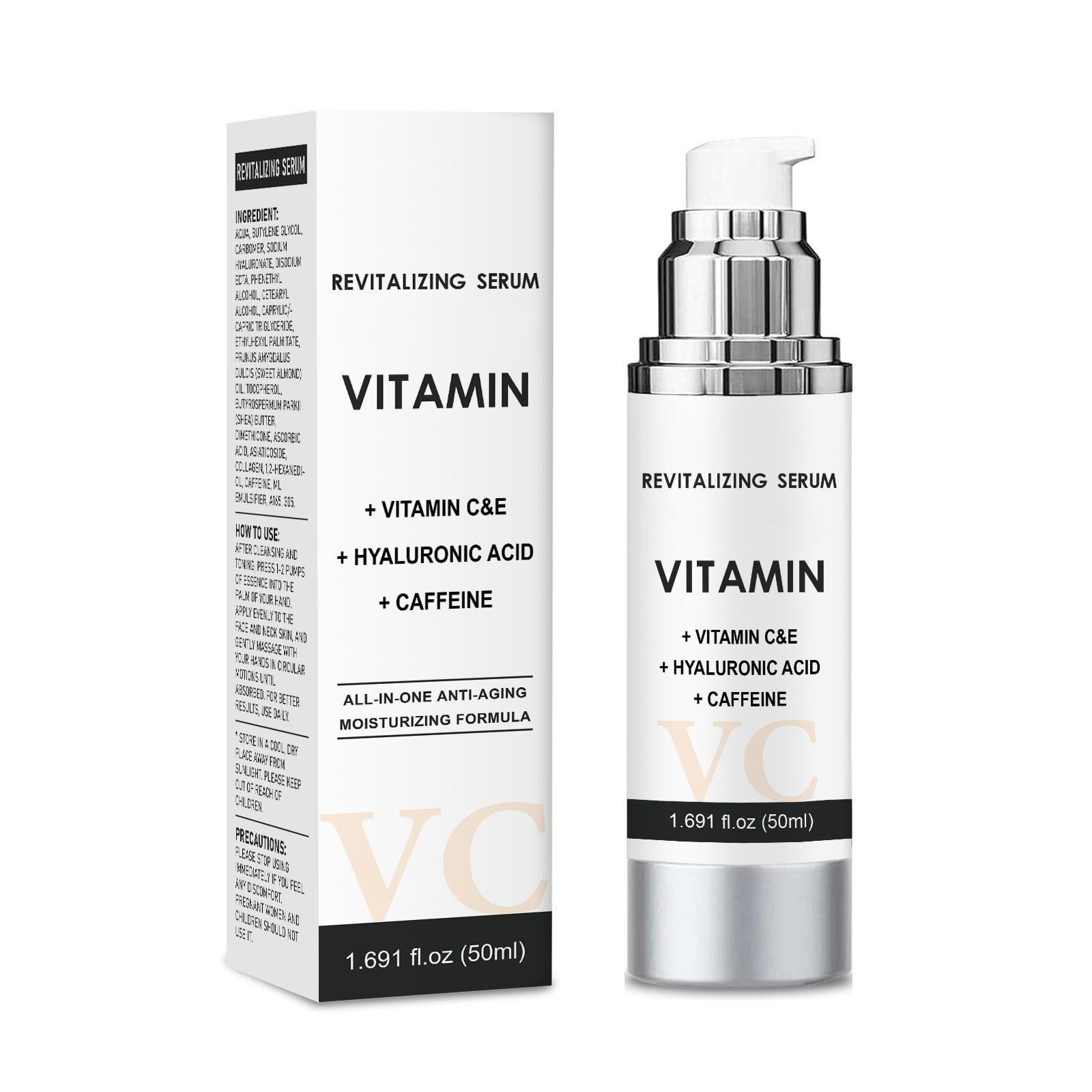 Vitamin C Serum for Face Wrinkle & Age Spots Reduction: All-In-One Hydrating Anti-Aging Formula ...