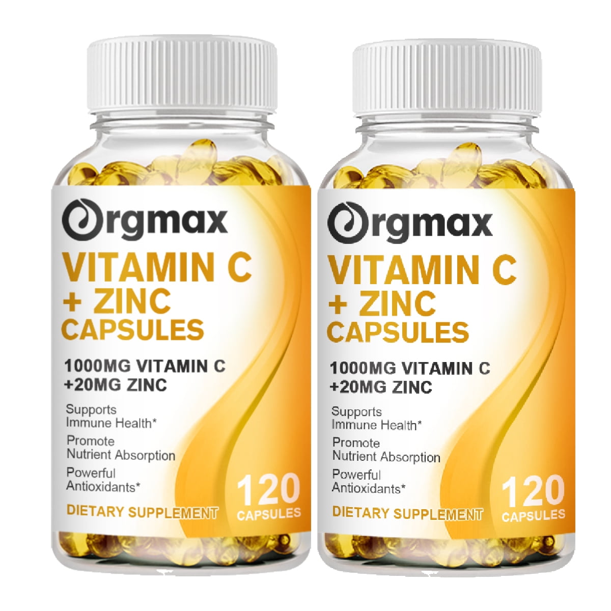 Vitamin C and Zinc Capsules, Vitamin C 1000mg + Zinc 20mg Dietary ...