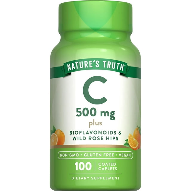 Nature's Truth Vitamin C with Rose Hips and Bioflavonoids, 500mg, 100 Vegan Caplets - Walmart.com