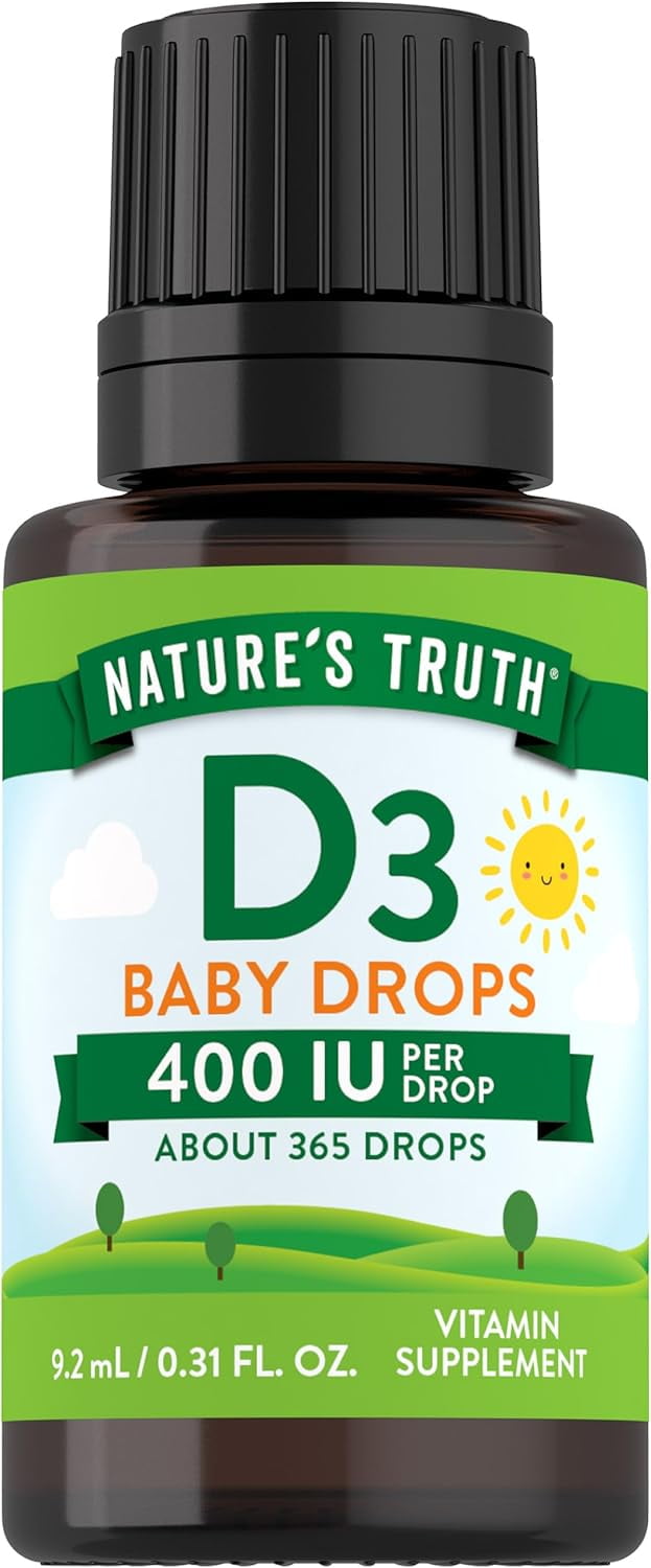 Nature's Truth Vitamin D Drops for Infants 400 IU, 9.2 mL, D3 Liquid ...
