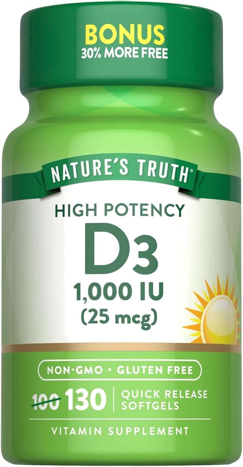 Nature's Truth, Vitamin D3 Softgels, 130 Softgels, High Potency D ...