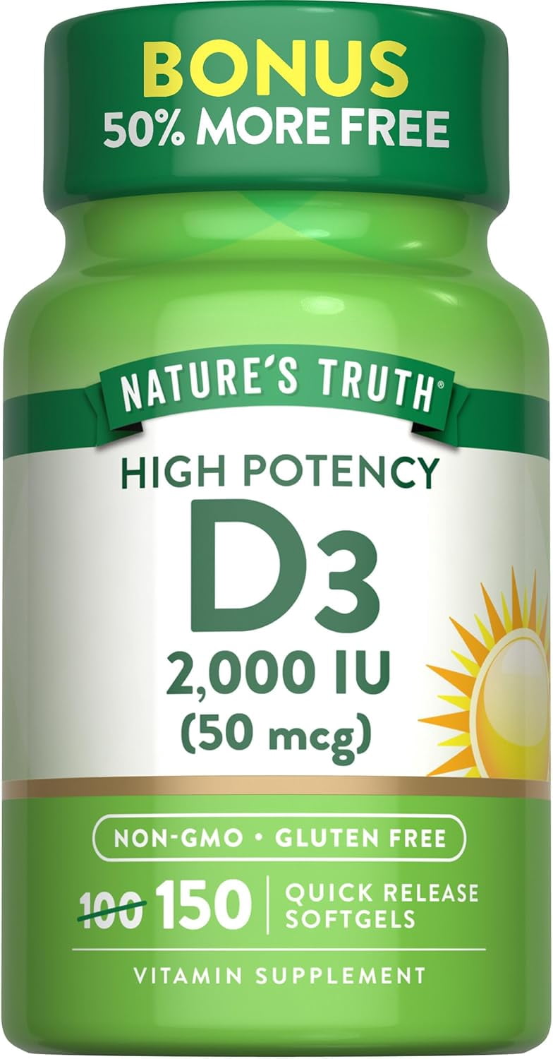 Nature's Truth Vitamin D3 2000 IU Softgels 150 count High Potency for ...