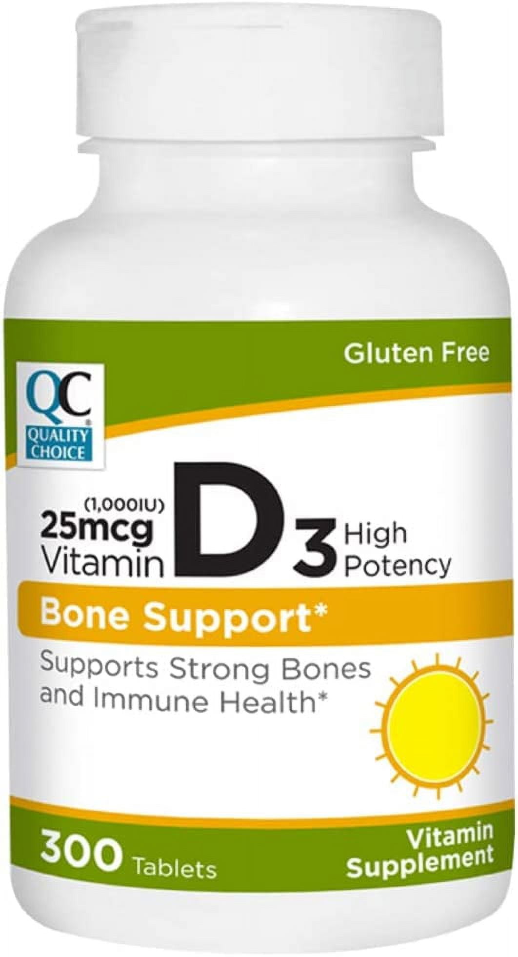 Quality Choice Vitamin D3 Tablets, 25 mcg, 300 Count, Supports Bones ...