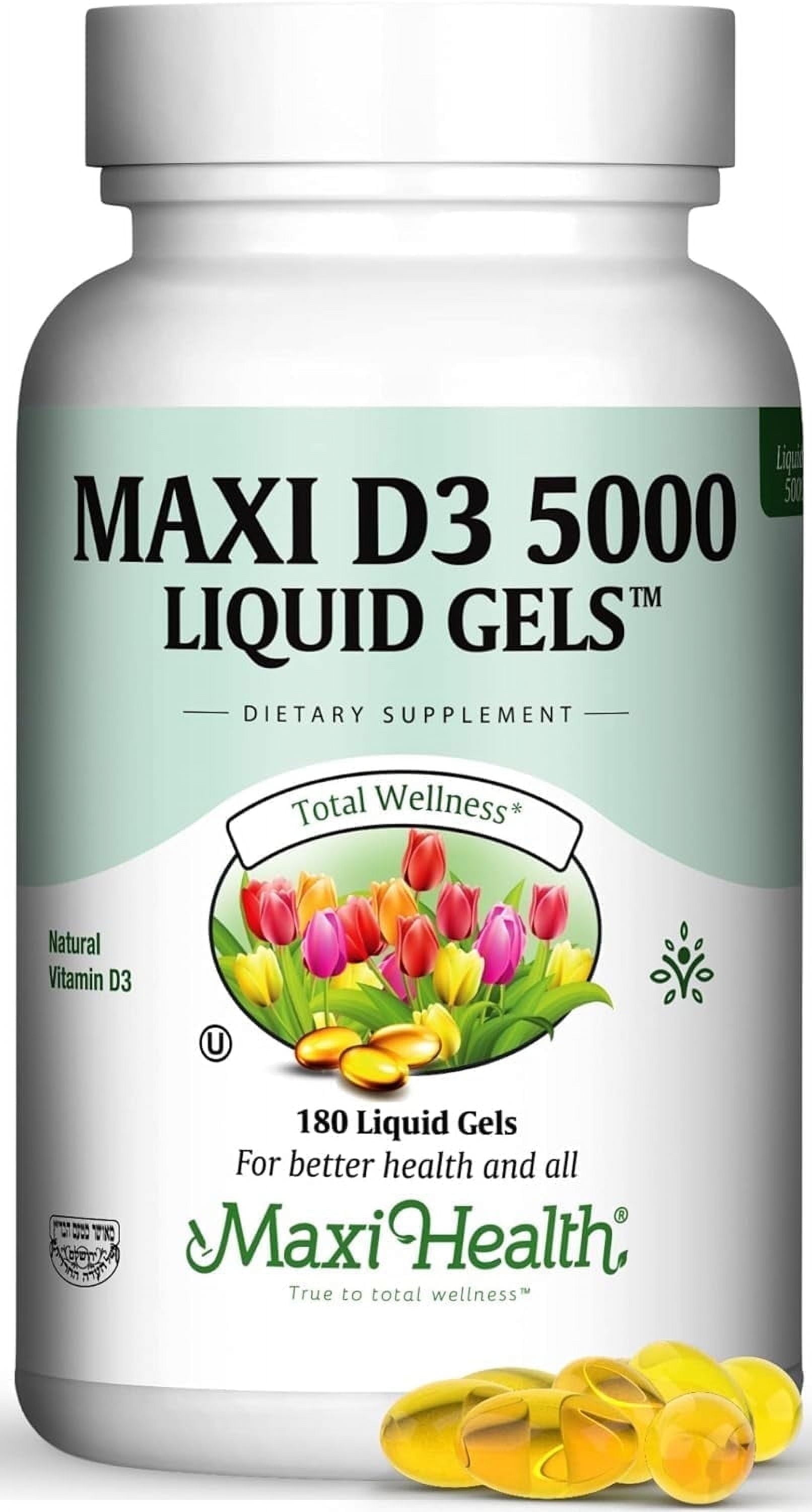 Maxi Health Vitamin D3 5000 IU – 125 mcg Softgels – Immune & Bone ...