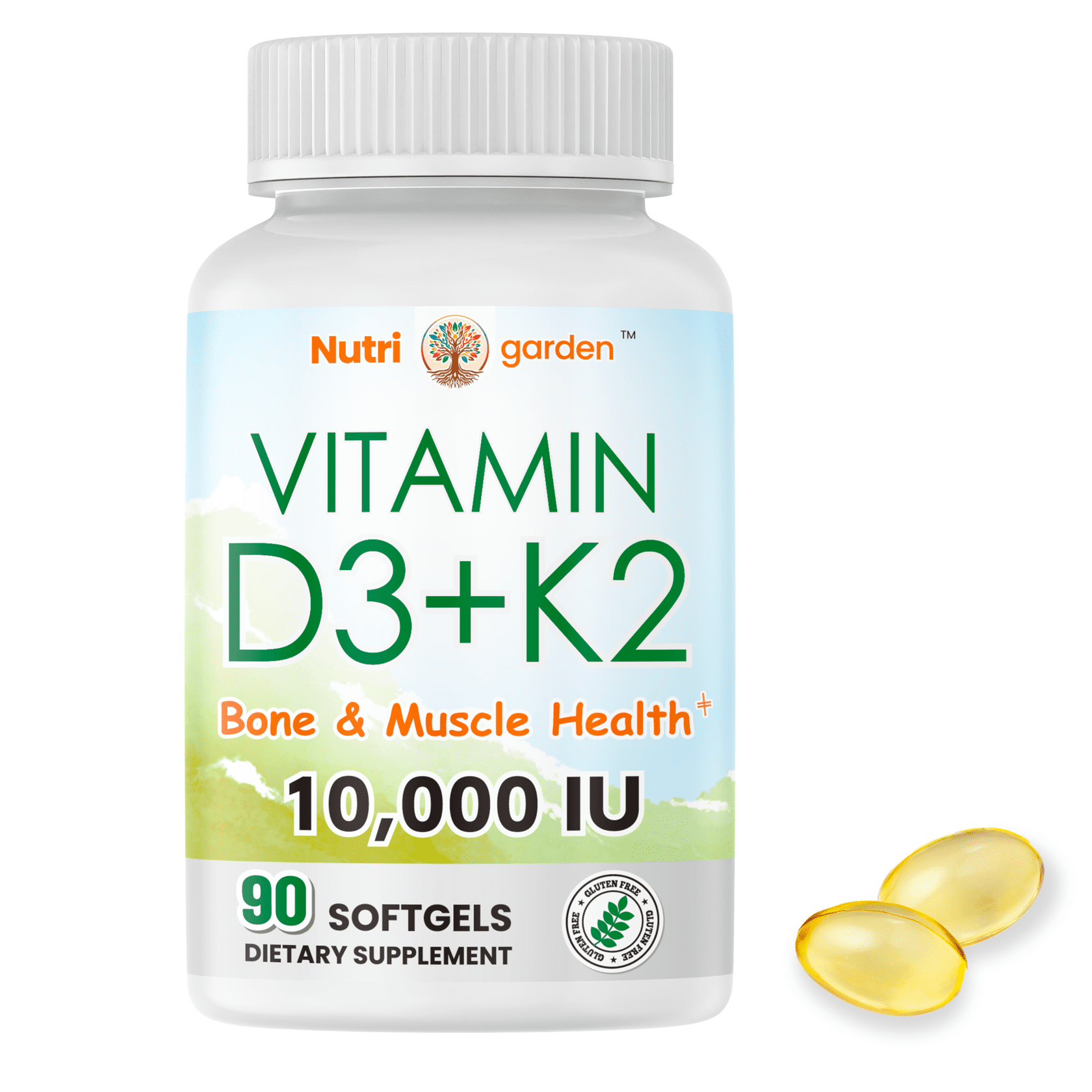 Vitamin D3 K2 10000 iu & 200 mcg - Vitamin D with MK7 Vitamin K2 - Bone ...