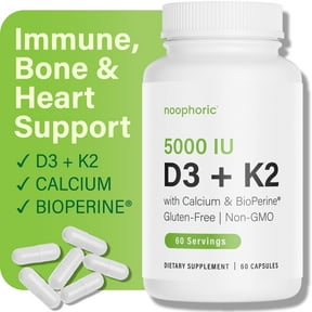 Nature's Nutrition Calcium 1200 mg, Vitamin D3 1600 IU, Bone Health ...