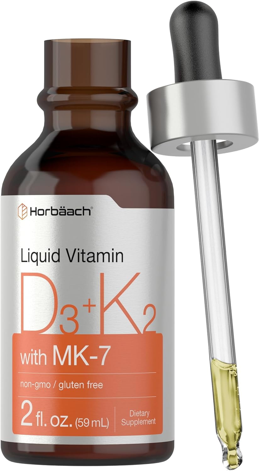 Vitamin D3 K2 Drops | with MK7 | 2 Fl Oz | Vegetarian Supplement | by Horbaach - Walmart.com