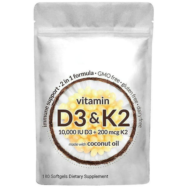 Vitamin D3 & K2 Supplement Softgels, Vitamin D3 10000 IU with K2 200 ...