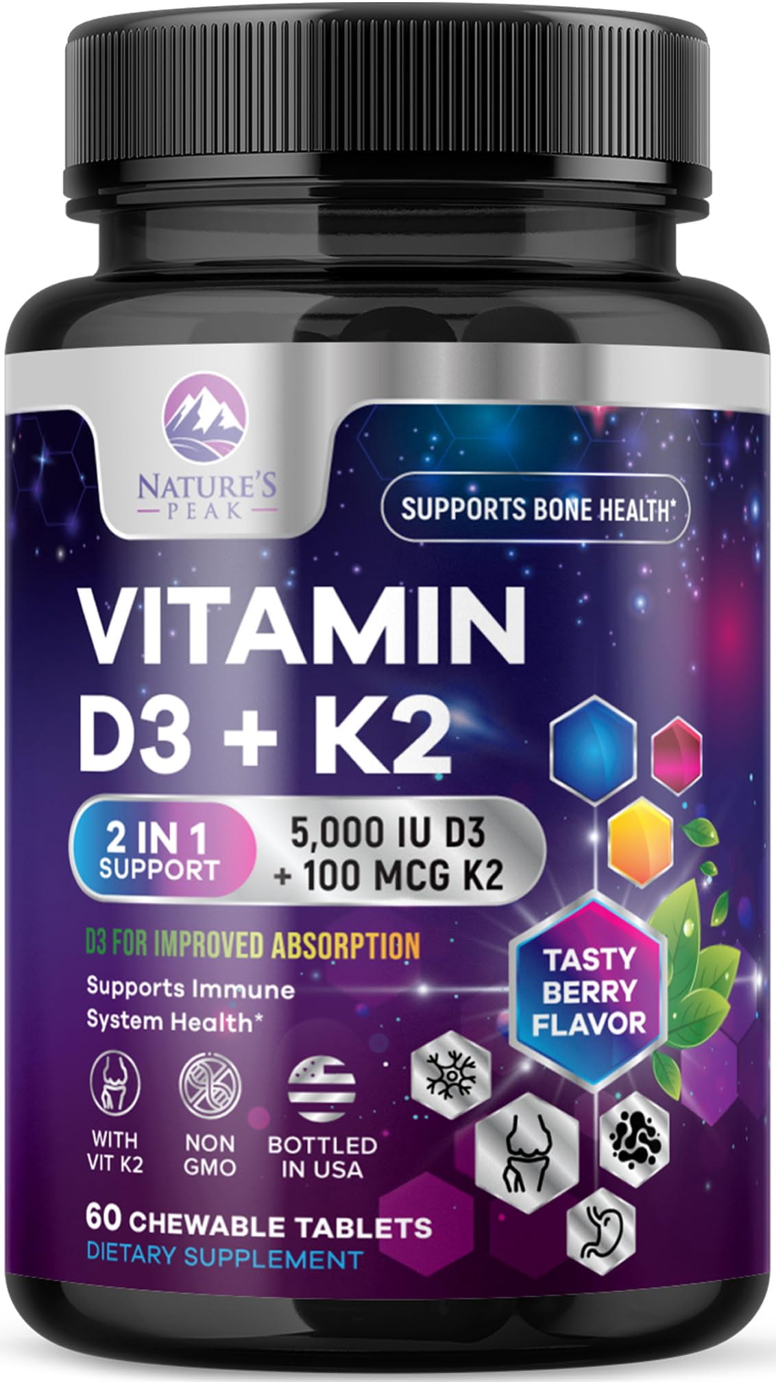 Vitamin D3 K2 - 5000 IU Vitamin D3 & 100 mcg Vitamin K2 MK-7 per ...