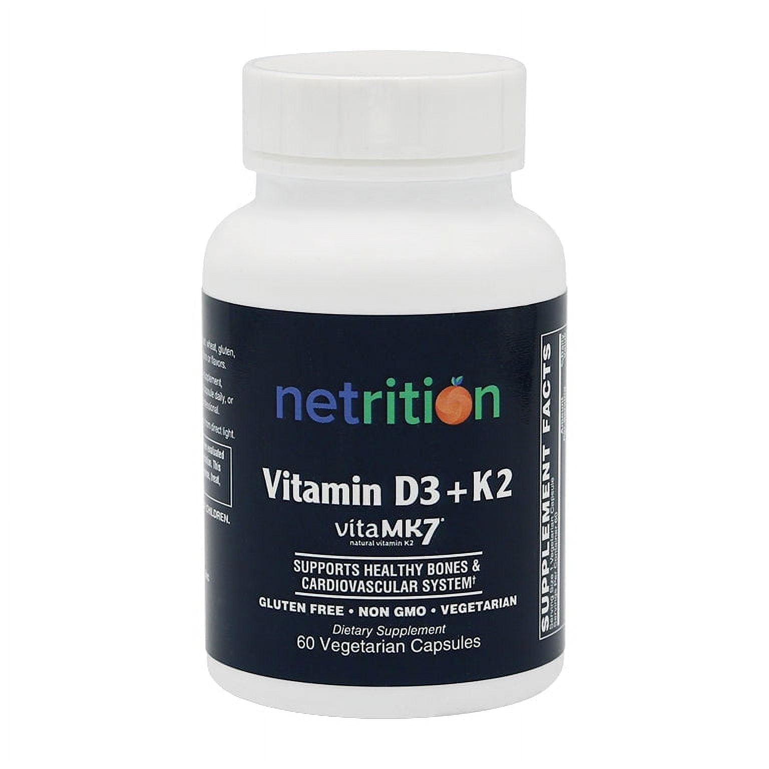 Vitamin D3 Plus K2 VCaps 60's by Netrition - Walmart.com
