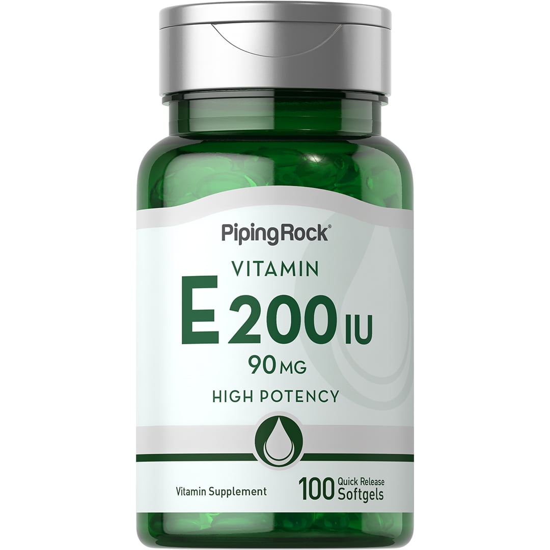 Piping Rock Vitamin E 200 IU, 100 Softgel Capsules, Tocopherols ...