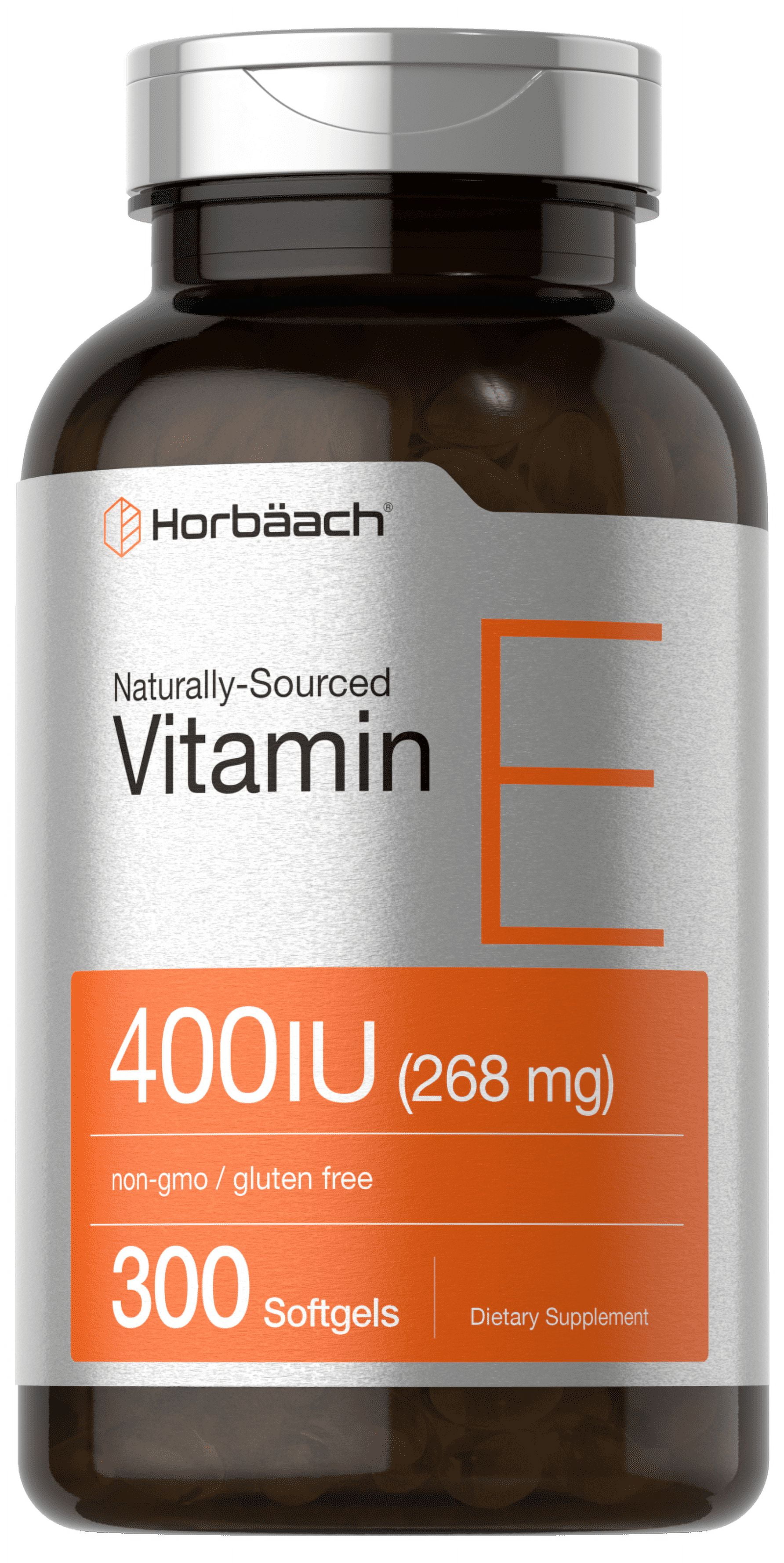 Horbaach's Vitamin E 400 IU | 300 Softgel Capsules | D-Alpha Tocopherol ...