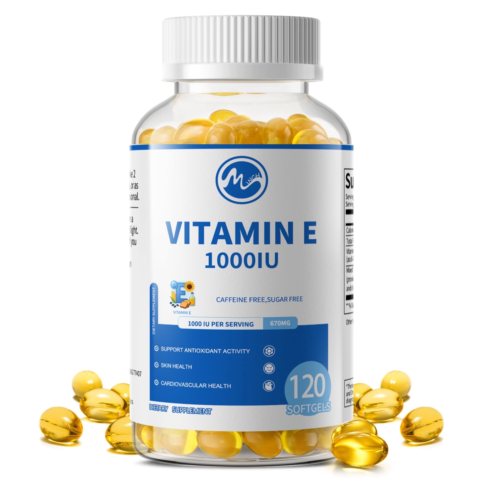 Vitamin E 670 mg (1000 IU) dl-Alpha Softgels, 120 Count for Antioxidant ...