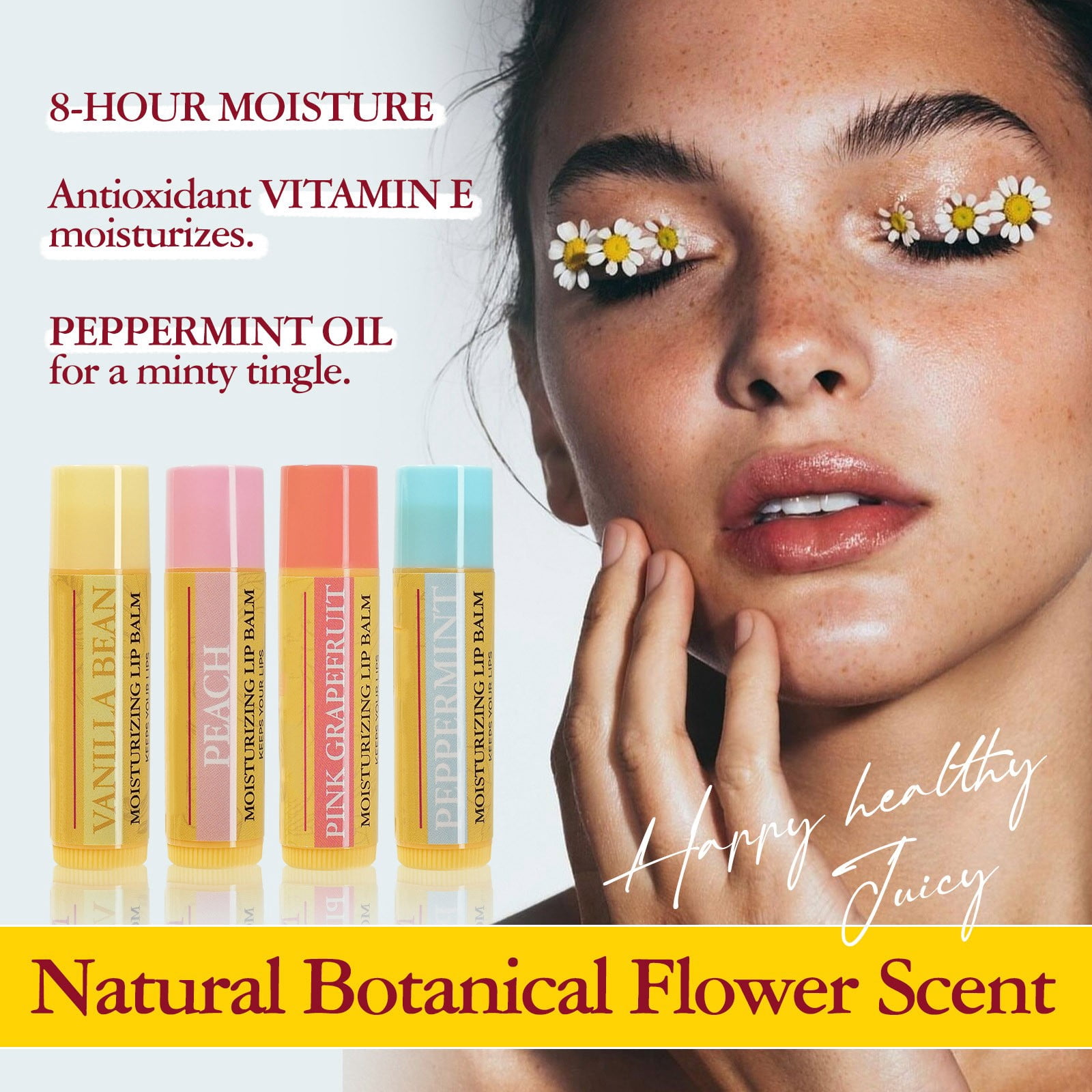 Vitamin E Lip Balm Set Fruity Flavored Lip Moisturizer Nourishes Dry ...