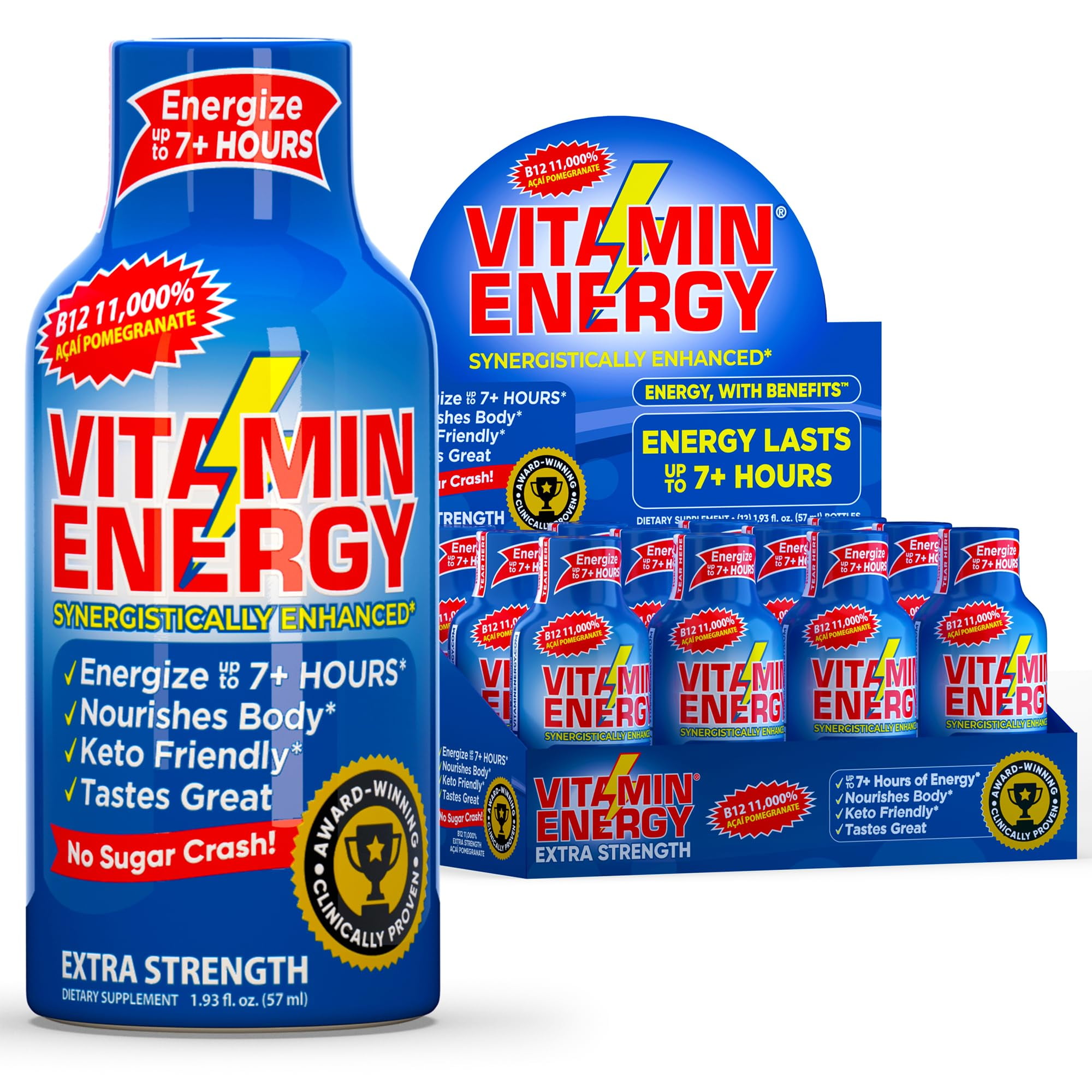 Vitamin Energy B12 Energy Shot – Acai Pomegranate – 14,000% B12 & 260mg ...