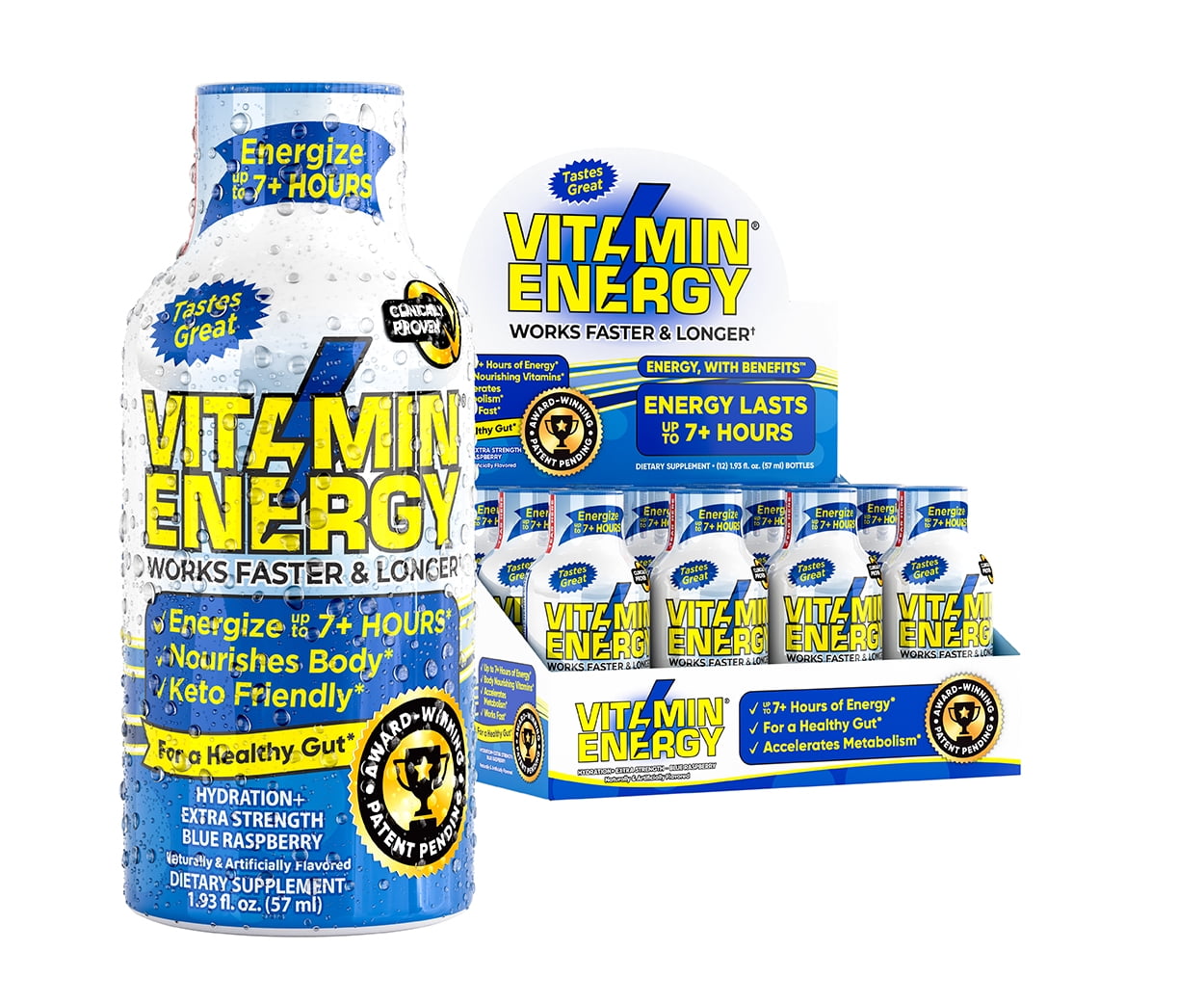 Vitamin Energy Hydration+ Energy Drink Shots, Blue Raspberry flavor, Up ...
