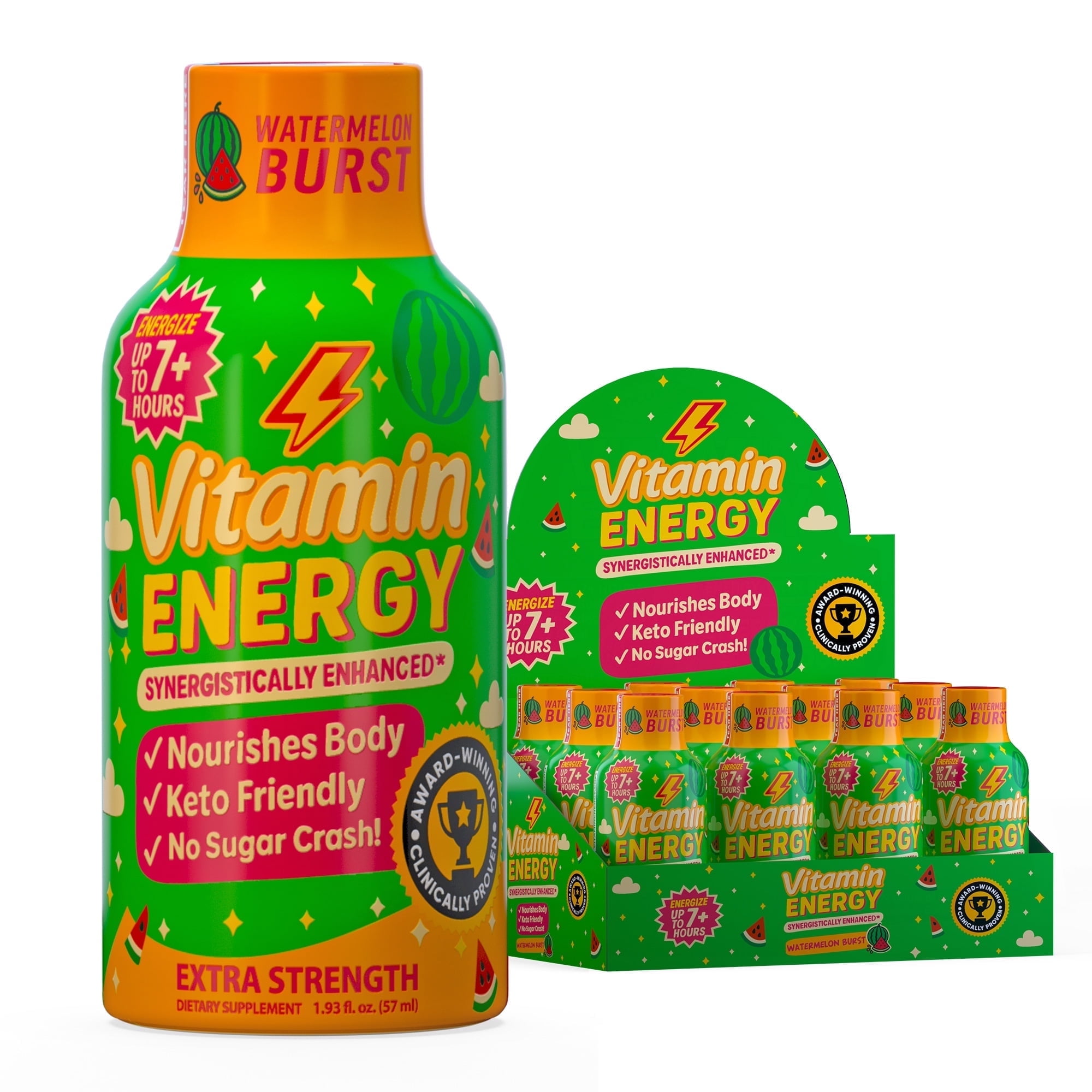Vitamin Energy Immune+ Extra Strength Energy Shot Summer Watermelon ...